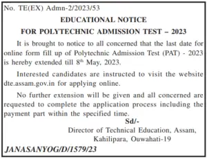 Assam Polytechnic Admission | PAT Exam 2023 Application Last Date ...